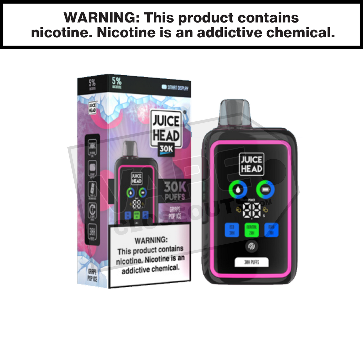 Grape Pop Ice Juice Head 30k Disposable Vape — VC