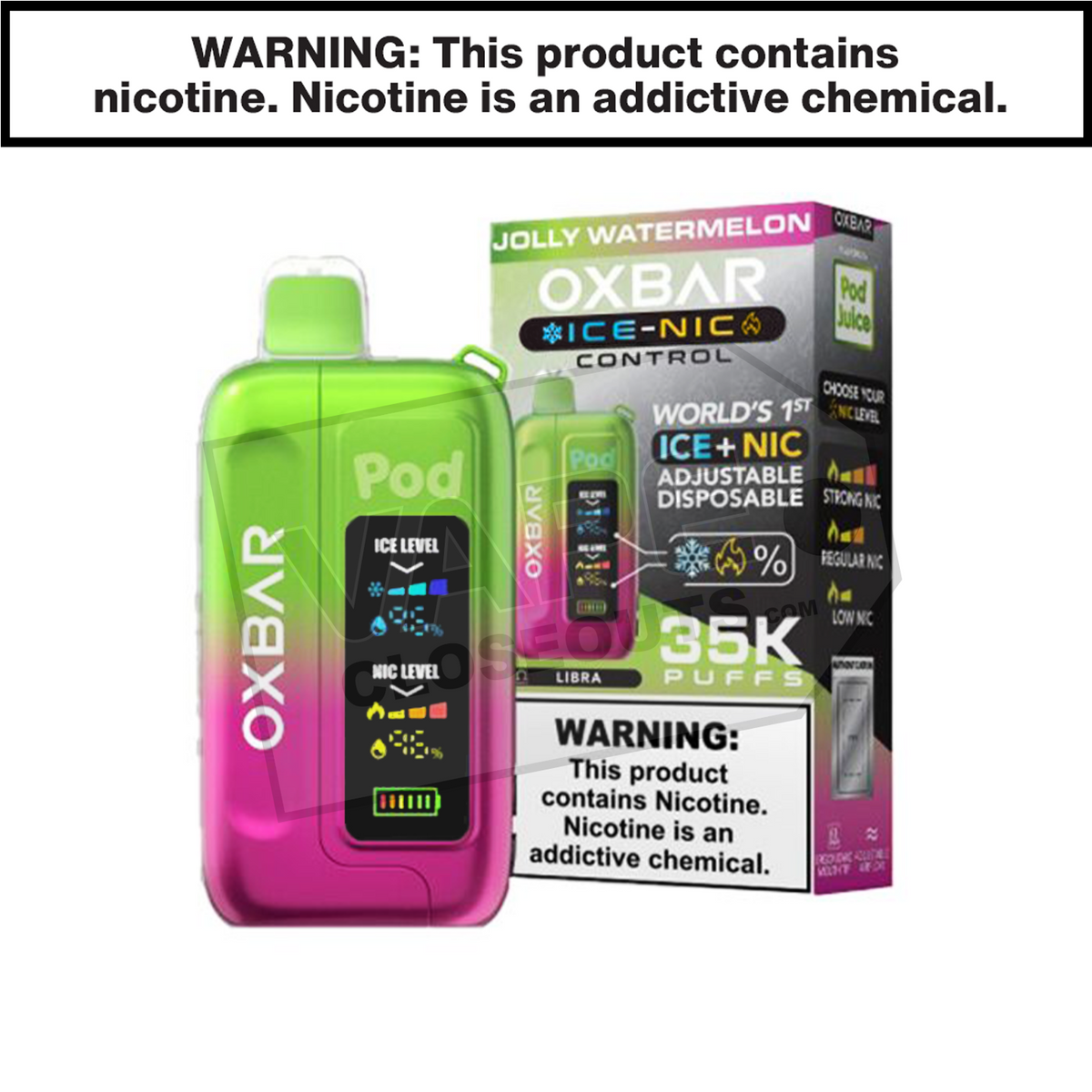Jolly Watermelon OXBAR X Pod Juice Ice-Nic Control 35K Disposable Vape — VC