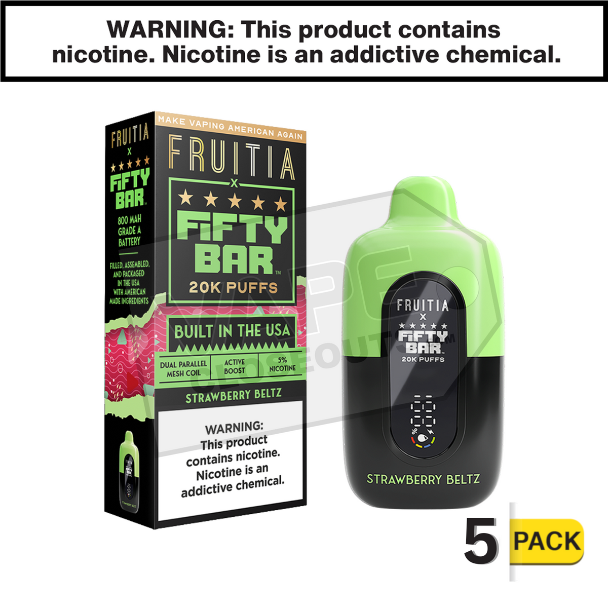 Strawberry Beltz Fifty Bar Fruitia 20K Disposable Vape — VC