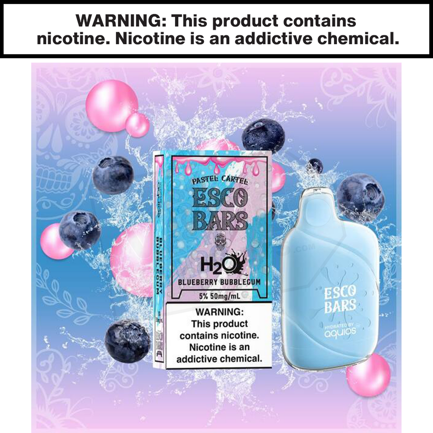 Blueberry Bubblegum Esco Bars Aquios 6000 Puff Disposable Vape — VC